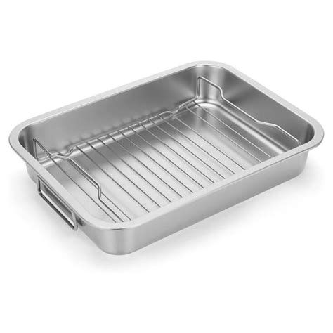 Wudkey 5 Qt Stainless Steel Roasting Pan Heavy Duty Turkey Roasting