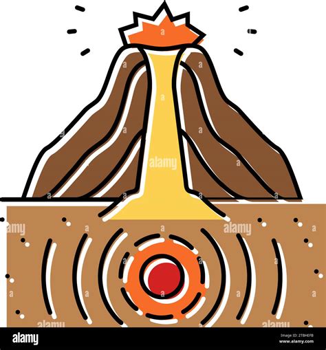Volcanic Earthquake Disaster Color Icon Vector Illustration Stock