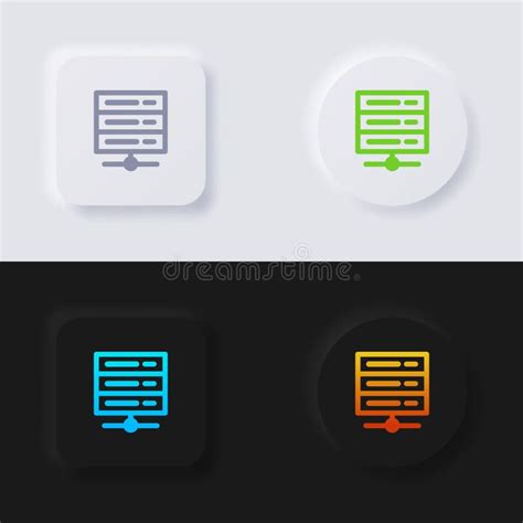 Server Icon Set Multicolor Neumorphism Button Soft Ui Design Stock