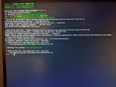 fetch failing due to certificate issues r gentoo