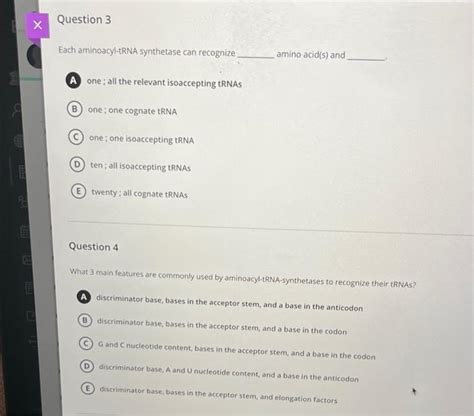 Solved Each Aminoacyl Trna Synthetase Can Recognize Amino
