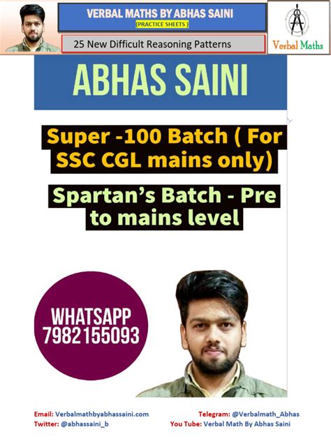 25newdifficultreasoningpatternsssccglpre2020verbalmaths Pdf