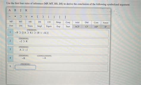 use the first four rules of inference mp mt hs