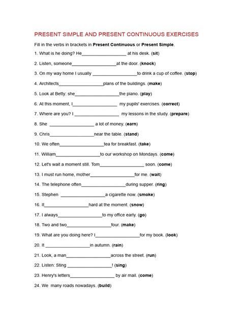 Present Contious Present Simple Pdf