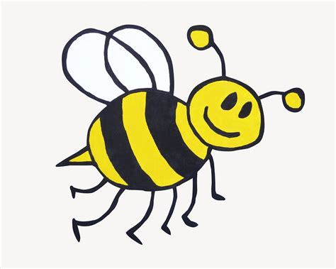 Doodle Bee Isolated Design Free Photo Rawpixel
