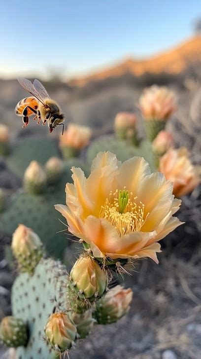 Free Bee Approaching Flower Image Bee Flower Cactus Download At