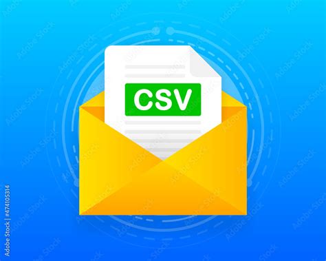 envelope with csv file laptop and email with csv document attachment