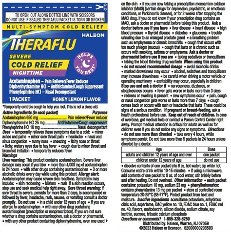 Dailymed Theraflu Severe Cold Relief Nighttime Acetaminophen