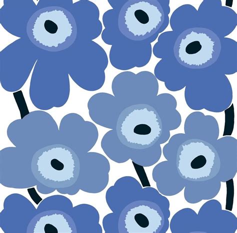 Marimekko Pieni Unikko Fabric White Blue Artofit