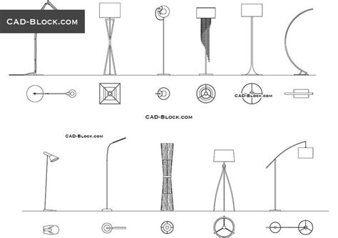 Floor Lamps Autocad Blocks Download Cad File 스탠드 조명 건축 드로잉 평면도