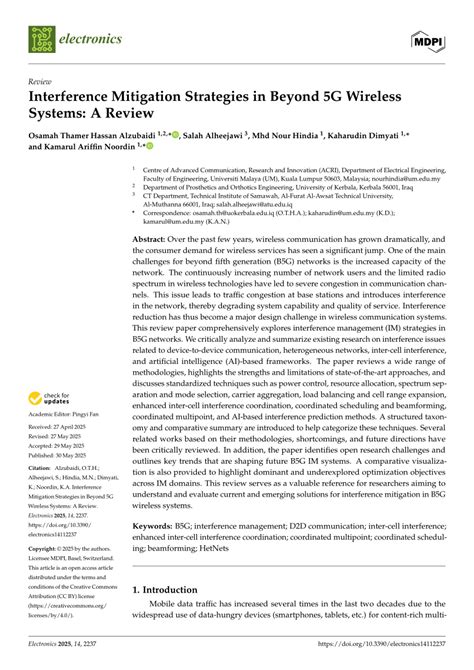 Pdf Interference Mitigation Strategies In Beyond 5g Wireless Systems A Review