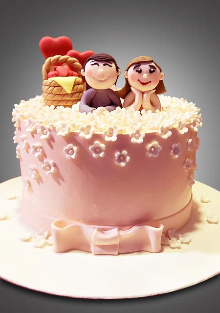 Love Couple Anniversary Cake Fondant Cake Cakes