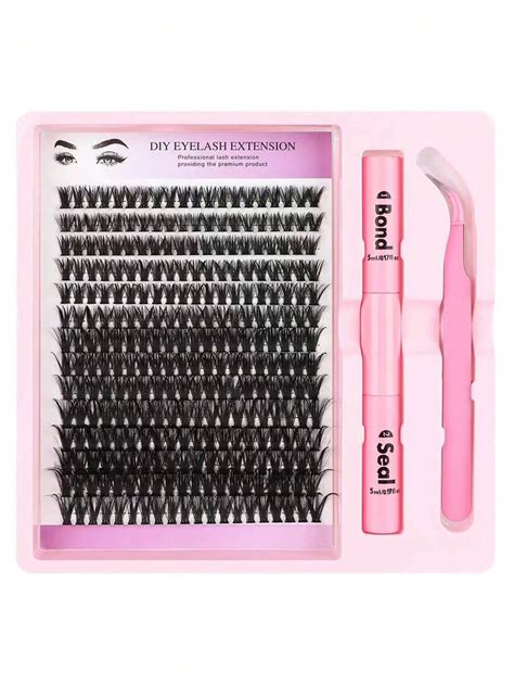 60d Cluster Lash Extenstion Set Bond And Seal Glue 8 16mm Mixed False
