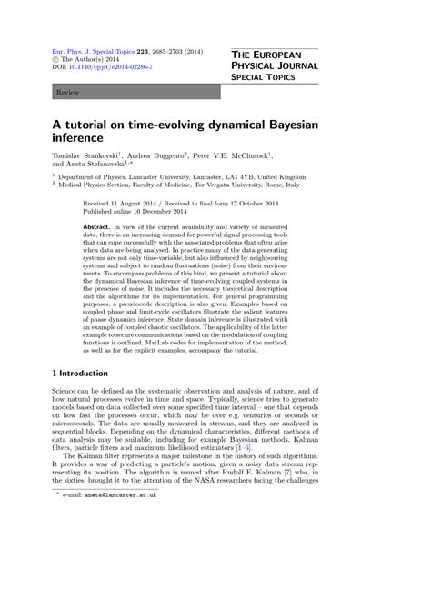 Pdf A Tutorial On Time Evolving Dynamical Bayesian Inference