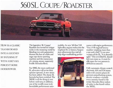 1986 Mercedes Benz 560sl Ad Classic Cars Today Online