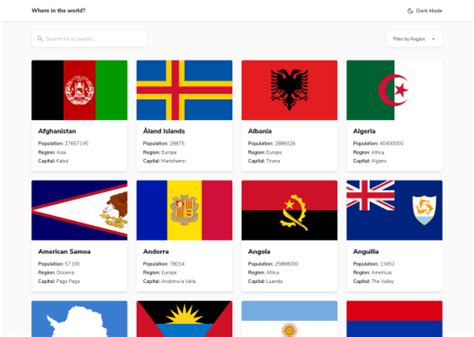 Responsive Rest Countries Api Using React And Tailwind Coding Challenge