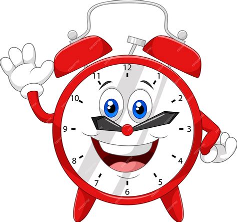 Reloj De Dibujos Animados Agitando La Mano Vector Premium