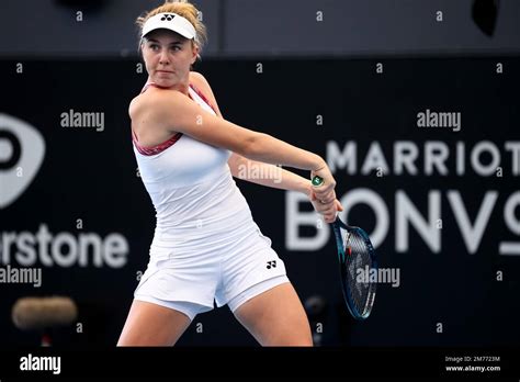 Adelaide Australia 8 January 2023 Linda Noskova Of Czech Republic Hits A Backhand During The