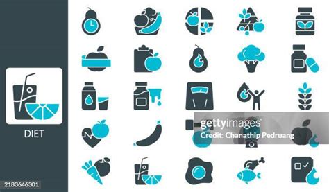 Nutrition Icon Set Solid Icon Collection Vector Illustration Stock
