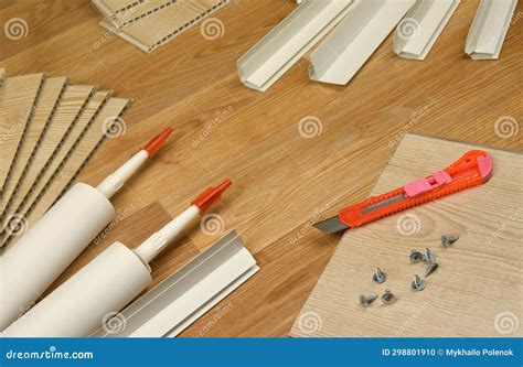 Set Of Items For Pvc Ceiling Indoor Works Assembly Adhesive Bottles