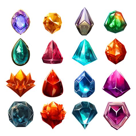 2d Stylized Sheet Of Different Types Of Gem Icon 29091752 Png