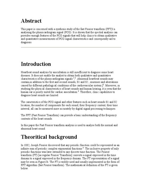 Analysis Of Pcg Pdf Fourier Transform Spectral Density