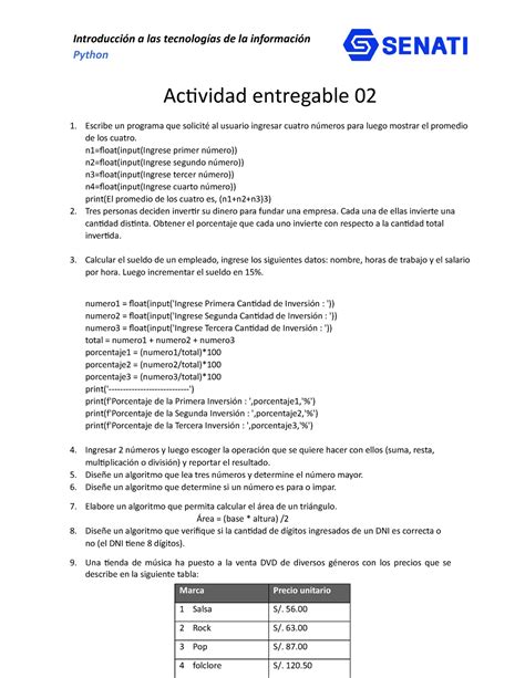 Actividad Entregable 02 Introducción A Las Tecnologías De La Información Python Actividad