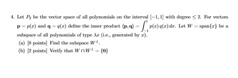 Linear Algebra Finding A Subspace For A 2 Degree Polynomial Through