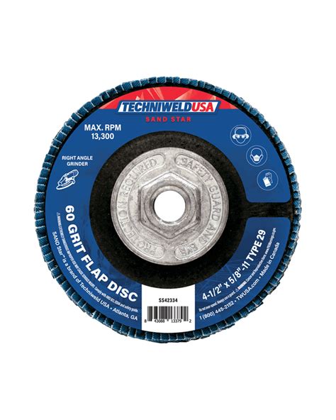 Sand Star Flap Disc 4 12 In Dia 60 Grit 58 In 11 With Threaded H