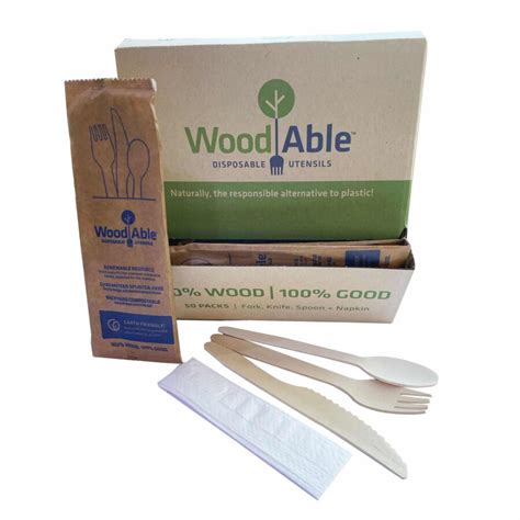 Flowpack Disposable Utensil Dispenser 50 Pack Woodable