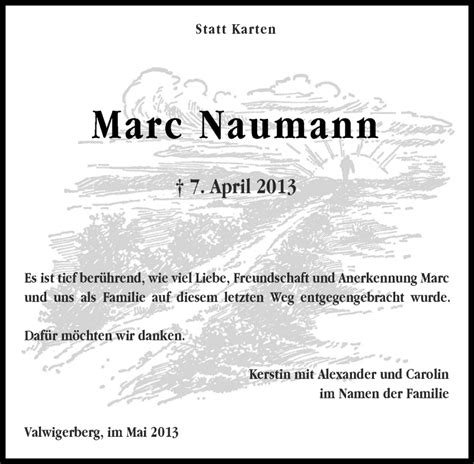 Traueranzeigen Von Marc Naumann Rz Trauerde