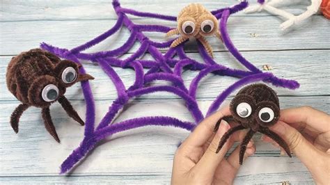 How To Make Spider With Pipe Cleaners Easy Spider Decoration For