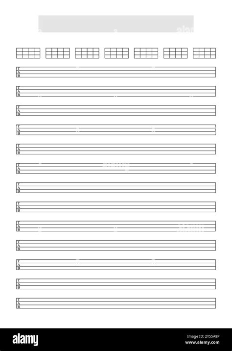 Blank Ukulele Or Bass Guitar 4 Strings Tablature Sheet Template With