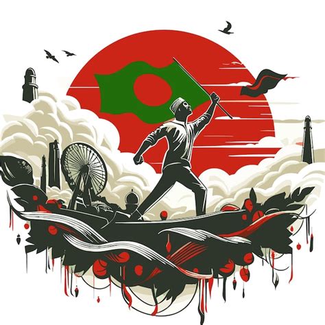 Premium Vector 16 December Bd Solider With National Flag In Hand