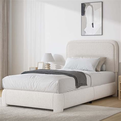 Barnfurin Twin Bed Frames Boucle Upholstered Platform Bed