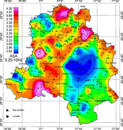 Map Showing Spatial Distribution Of Average Spectral Amplification In