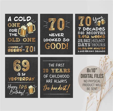 Printable 70th Birthday Decorations Cheers And Beers To 70 Years