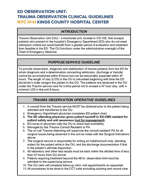Trauma Protocol Kings County Hospital Suny Downstate