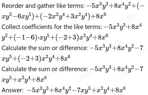 solved which polynomial correctly combines the like terms and puts the