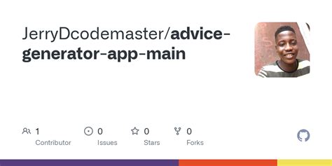 Github Jerrydcodemasteradvice Generator App Main