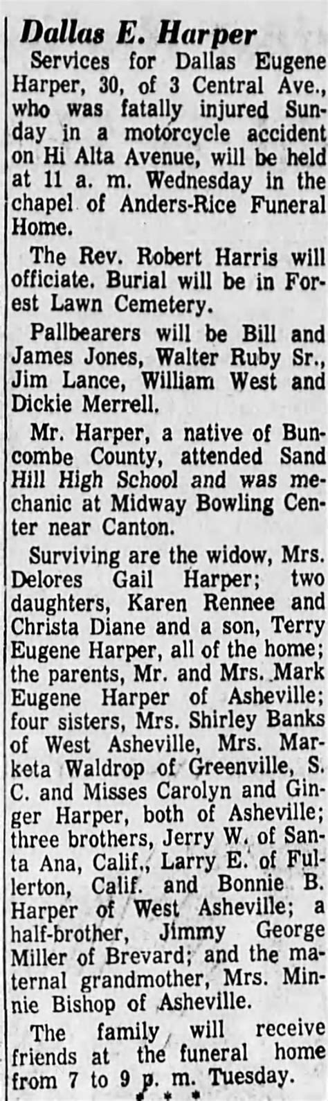 Dallas Eugene Harper 1939 1969 Find A Grave Gedenkplek