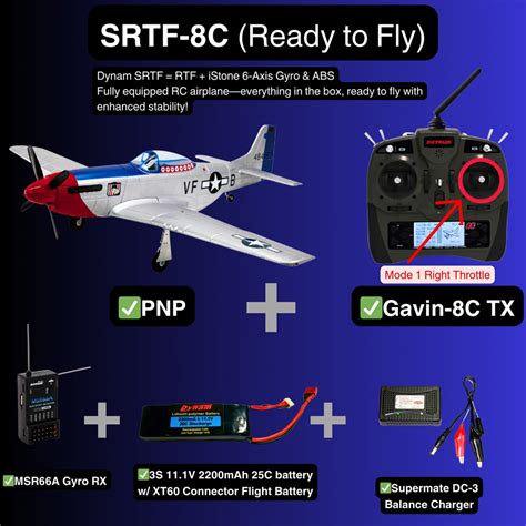Dynam Mini P 51d Mustang V2 Rc Warbird Plane 762mm