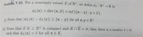 Solved Problem 710 For A Nonempty Subset E Of Rn We
