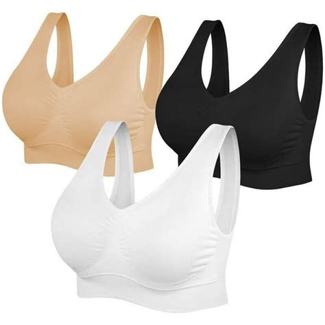 Womens 3 Pack Seamless Comfortable Sports Bra With Removable Padsfull