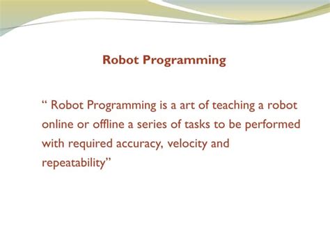 Robot Programming And Its Types And Application Ppt