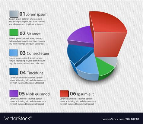 Creative Colorful 3d Pie Chart Royalty Free Vector Image
