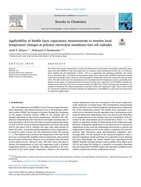 Pdf Applicability Of Double Layer Capacitance Measurements To Monitor