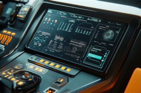 Futuristic Control Panel with Advanced Technology and Data Visualization in a Sleek Environment ...