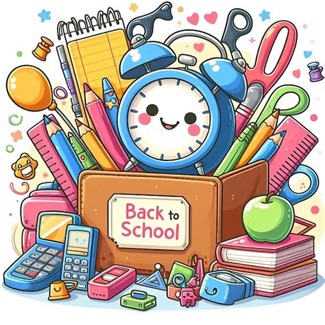 A Cartoon Drawing Of A School Clock With The Words Back To School