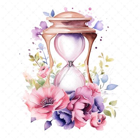 20 High Quality Floral Hourglass Clipart Floral Hourglass Digital Watercolor  Instant